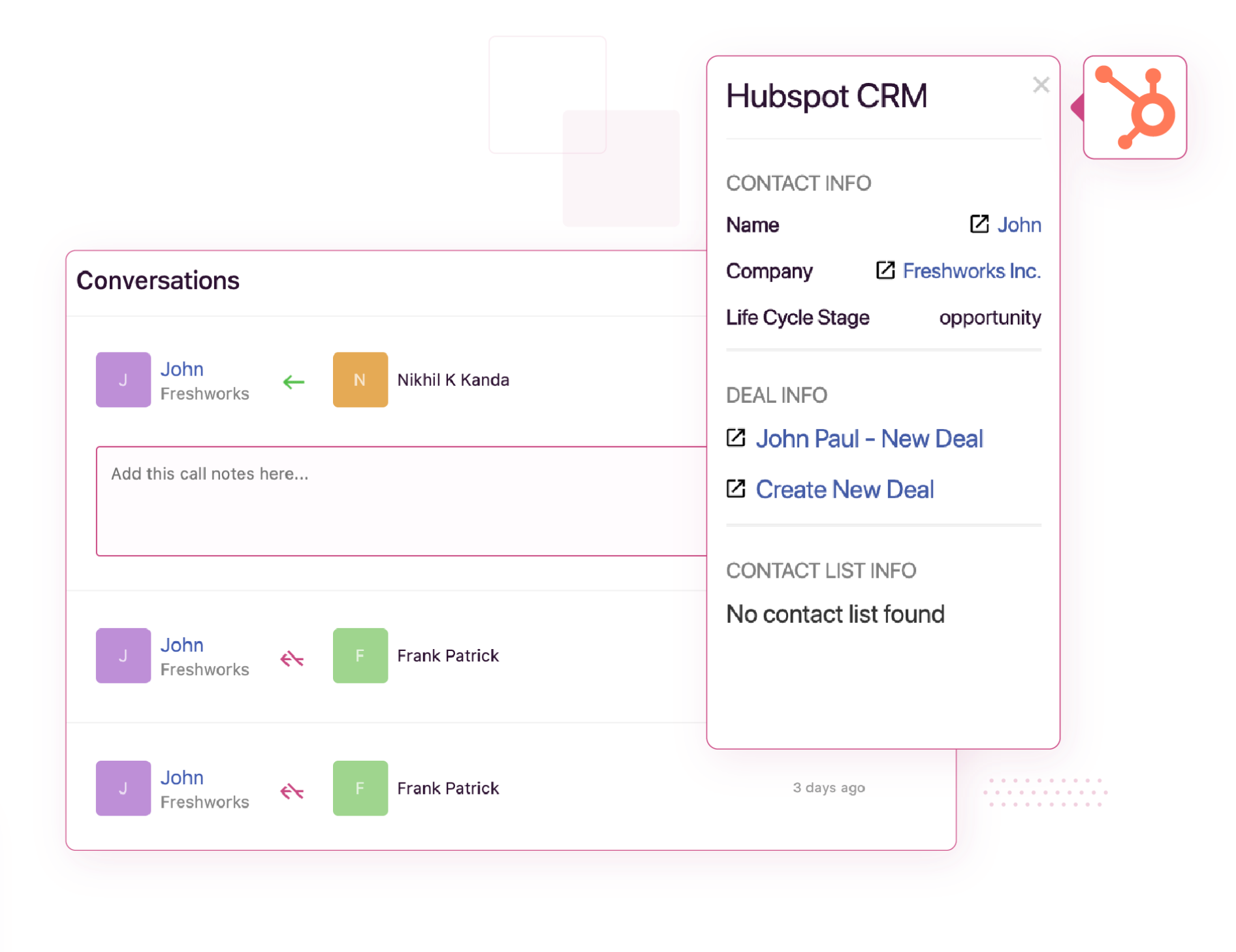 Integración de VoIP con HubSpot en un clic | Sistema telefónico Freshdesk Contact Center
