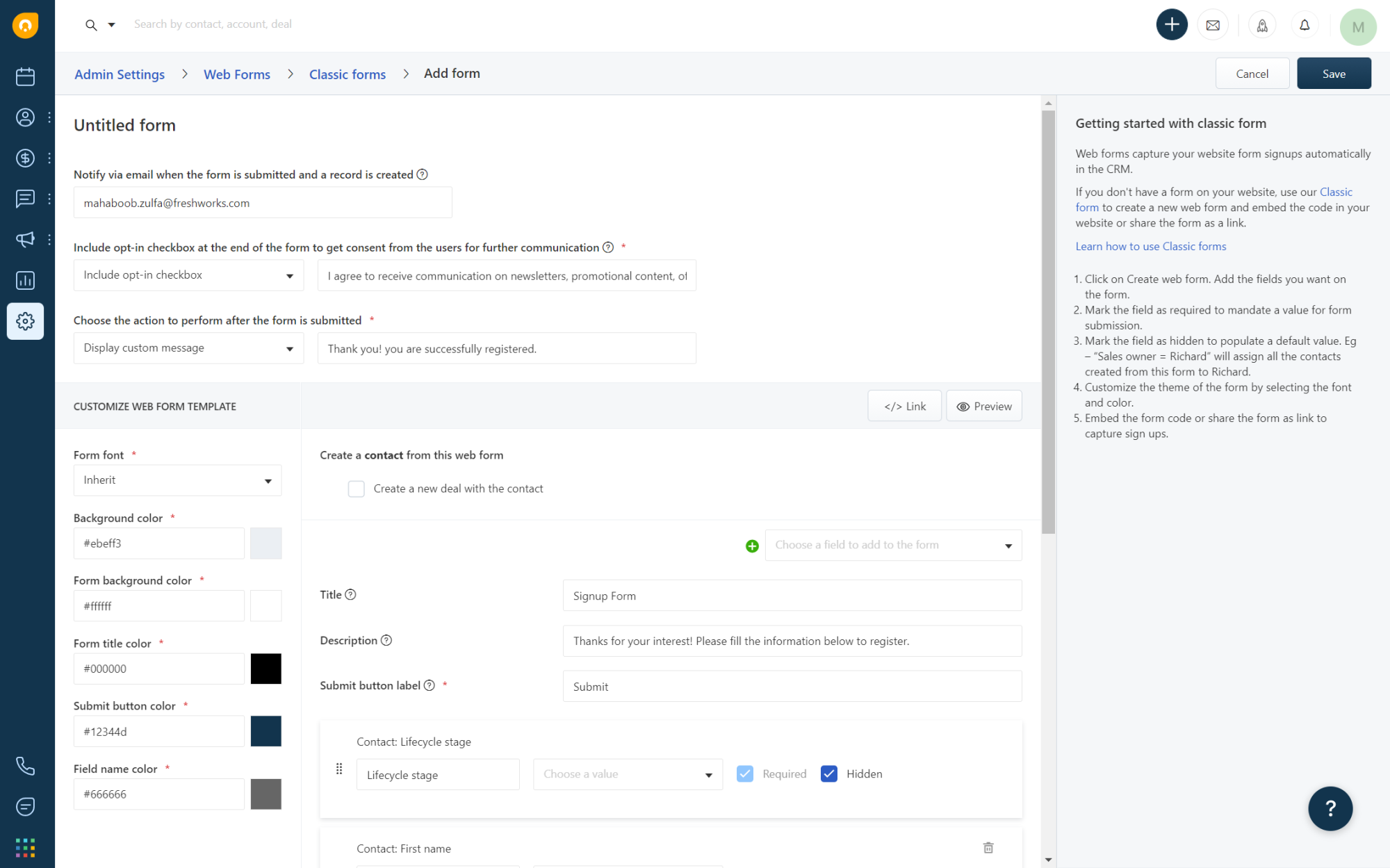 Webforms do CRM | Freshworks CRM